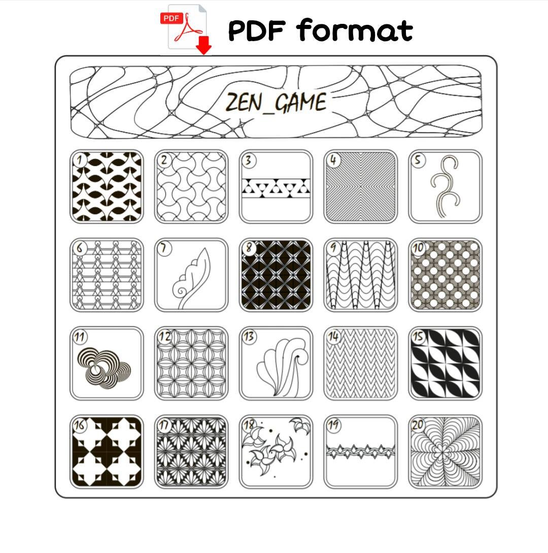 PDF Zen Game 2 Version, Choice of Tangle is Easy, Game of Zentangle - Etsy