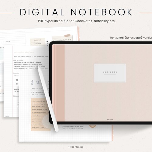 Digital Notebook for Goodnotes and Notability 12 Hyperlinked | Etsy