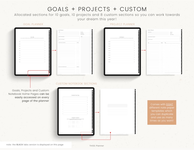 UNDATED Digital Planner PORTRAIT Planner Template Goodnotes - Etsy