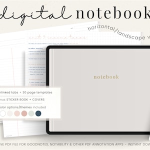 Digital Notebook for Goodnotes and Notability 12 Hyperlinked | Etsy