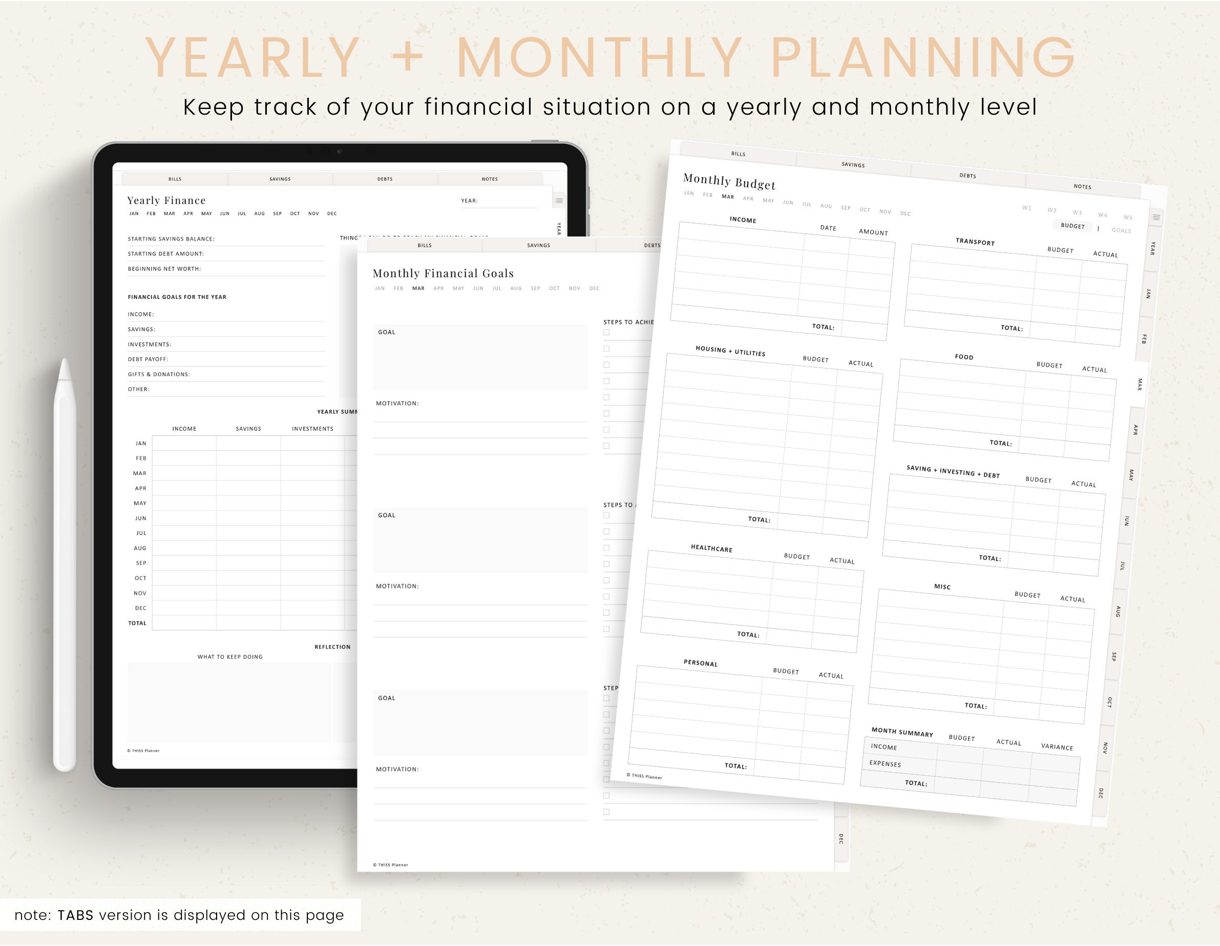 Digital Finance Planner Budget Planner Finance Planner - Etsy