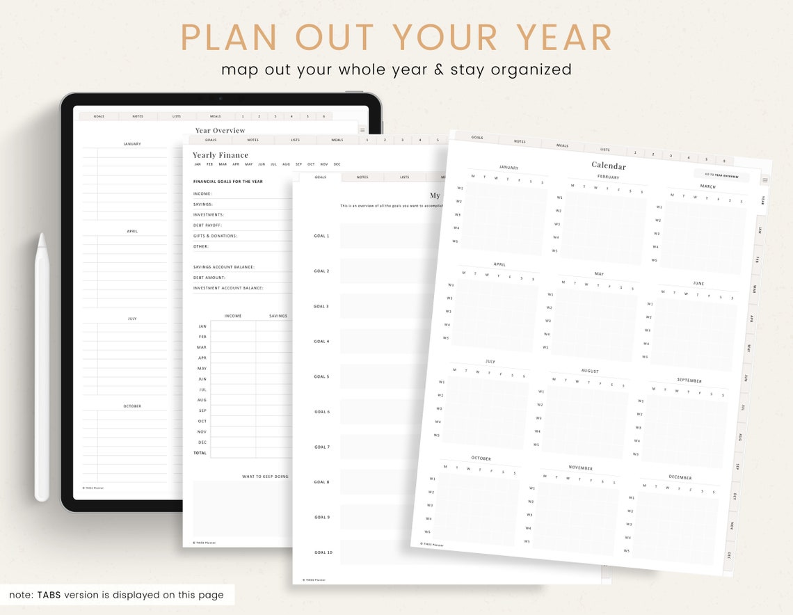 UNDATED Digital Planner Portrait Planner With Hyperlinks - Etsy