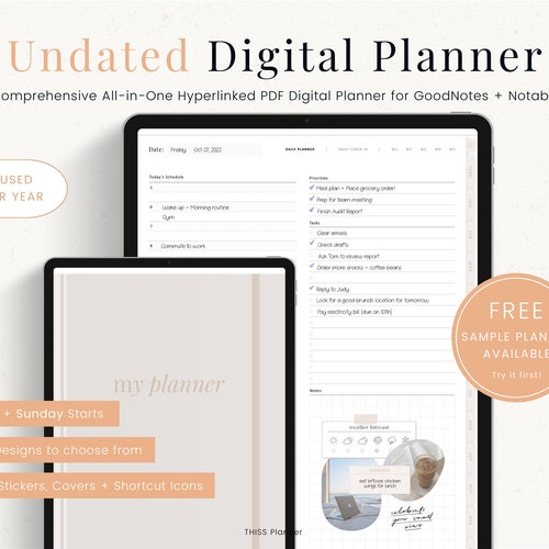 Digital Planner Undated Goodnotes Planner Ipad Planner - Etsy