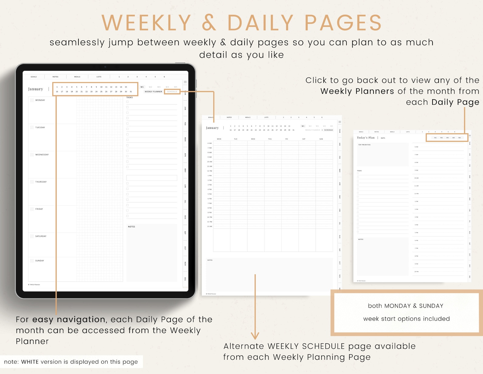 UNDATED Digital Planner Portrait Planner With Hyperlinks - Etsy