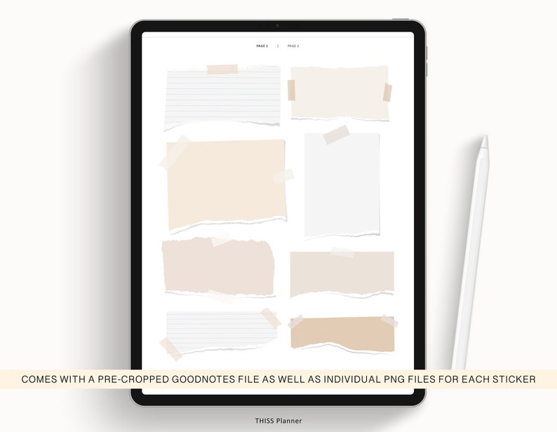 Digital Planner Stickers Set Neutral Minimal Paper Torn - Etsy