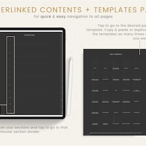 Dark Mode Digital Notebook - 12 Hyperlinked Tabs for Goodnotes ...