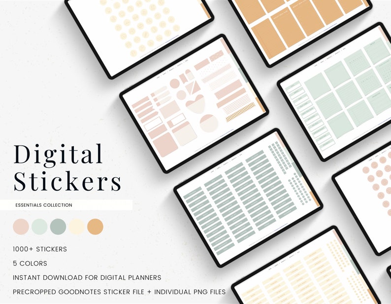 Minimal Digital Stickers Pack Essentials Digital Planner - Etsy