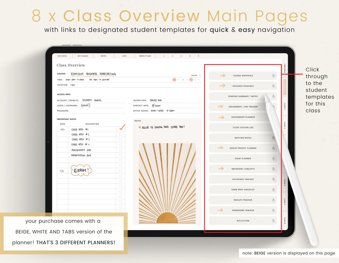 Digital STUDENT Planner School Goodnotes Planner Student - Etsy