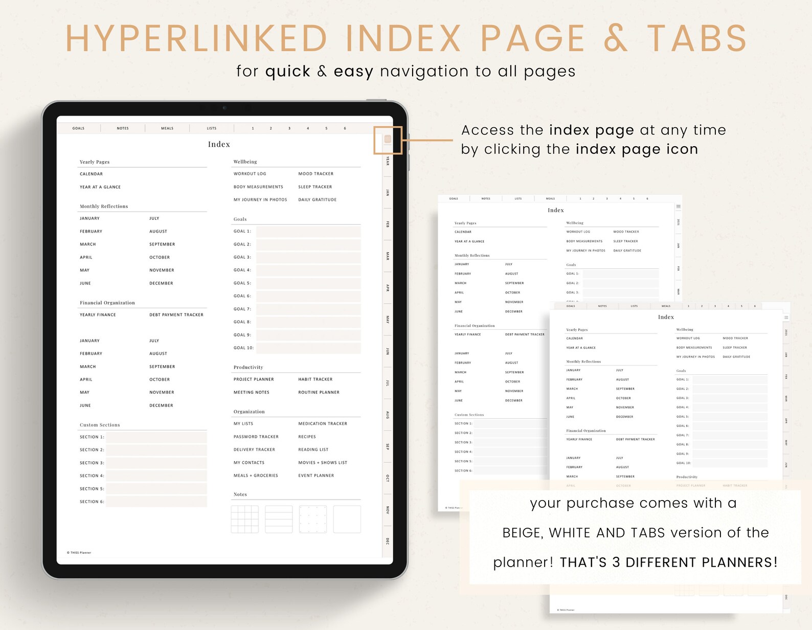 UNDATED Digital Planner Portrait Planner With Hyperlinks - Etsy Australia