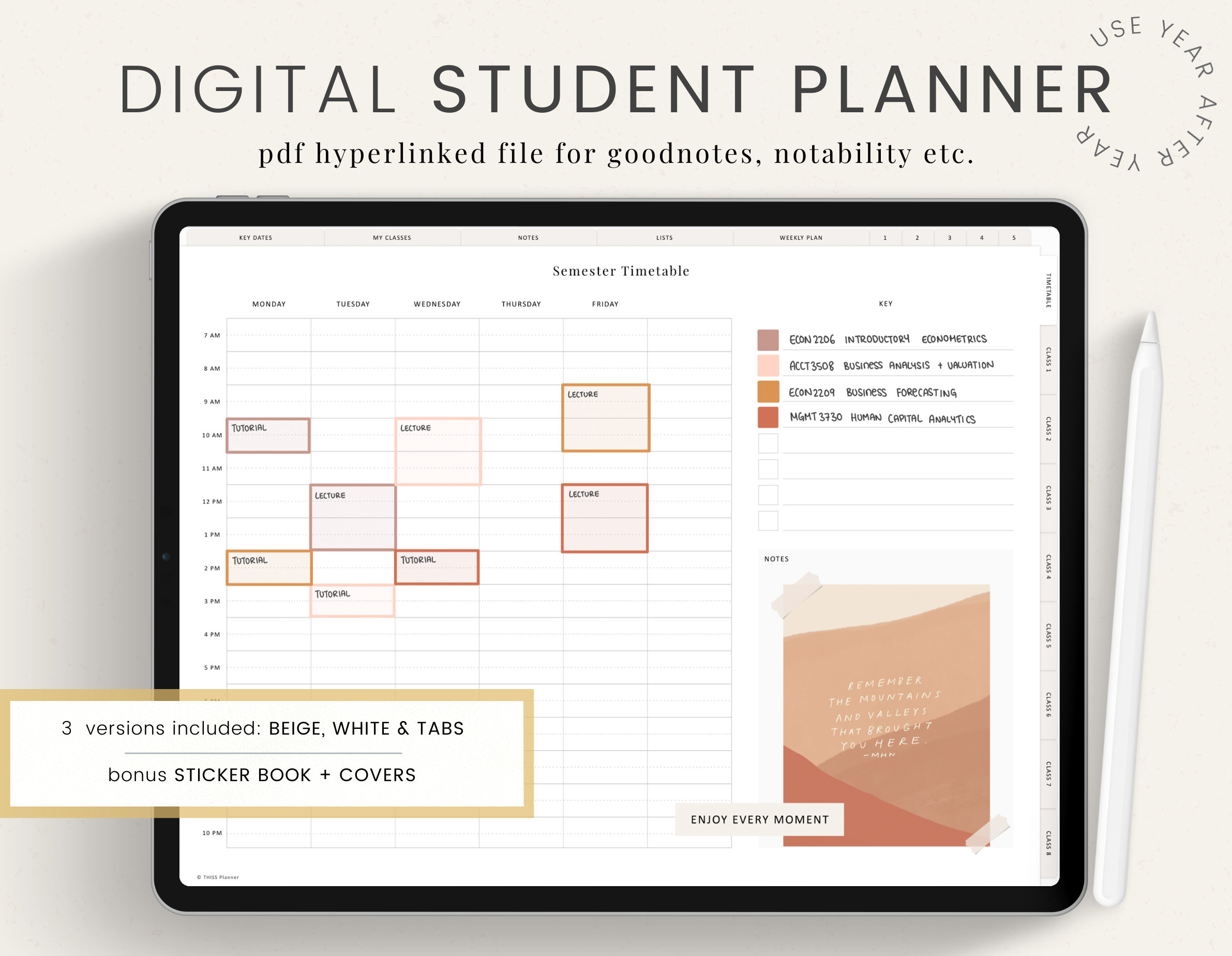 Digital STUDENT Planner School Goodnotes Planner Student - Etsy Australia