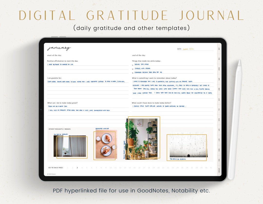 Digital Gratitude Journal - Undated Prompted Daily Gratitude Planner ...