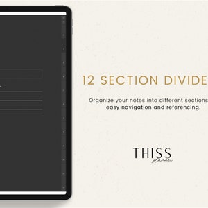 Dark Mode Digital Notebook - 12 Hyperlinked Tabs for Goodnotes ...