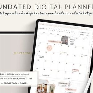 UNDATED Digital Planner Portrait Planner With Hyperlinks - Etsy