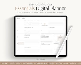 2024 2025 Mid Year Daily Digital Planner Goodnotes Planner Notability ...