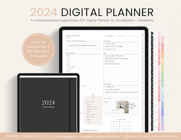 Digital Daily Planner UNDATED Goodnotes Planner iPad - Etsy Canada