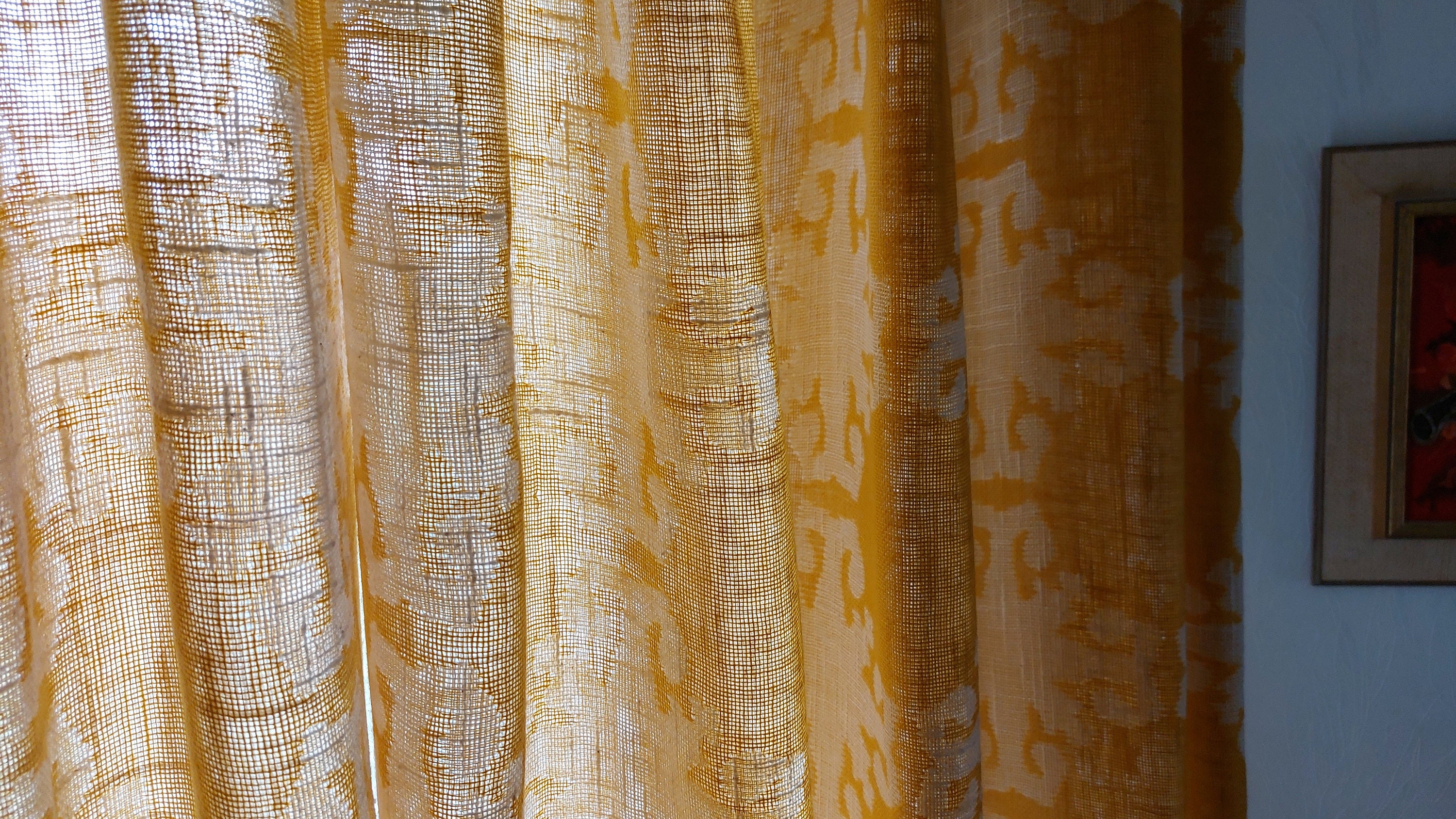 Pair of Vintage Large Woven Acrylic Curtains, Vintage Curtain Panels ...