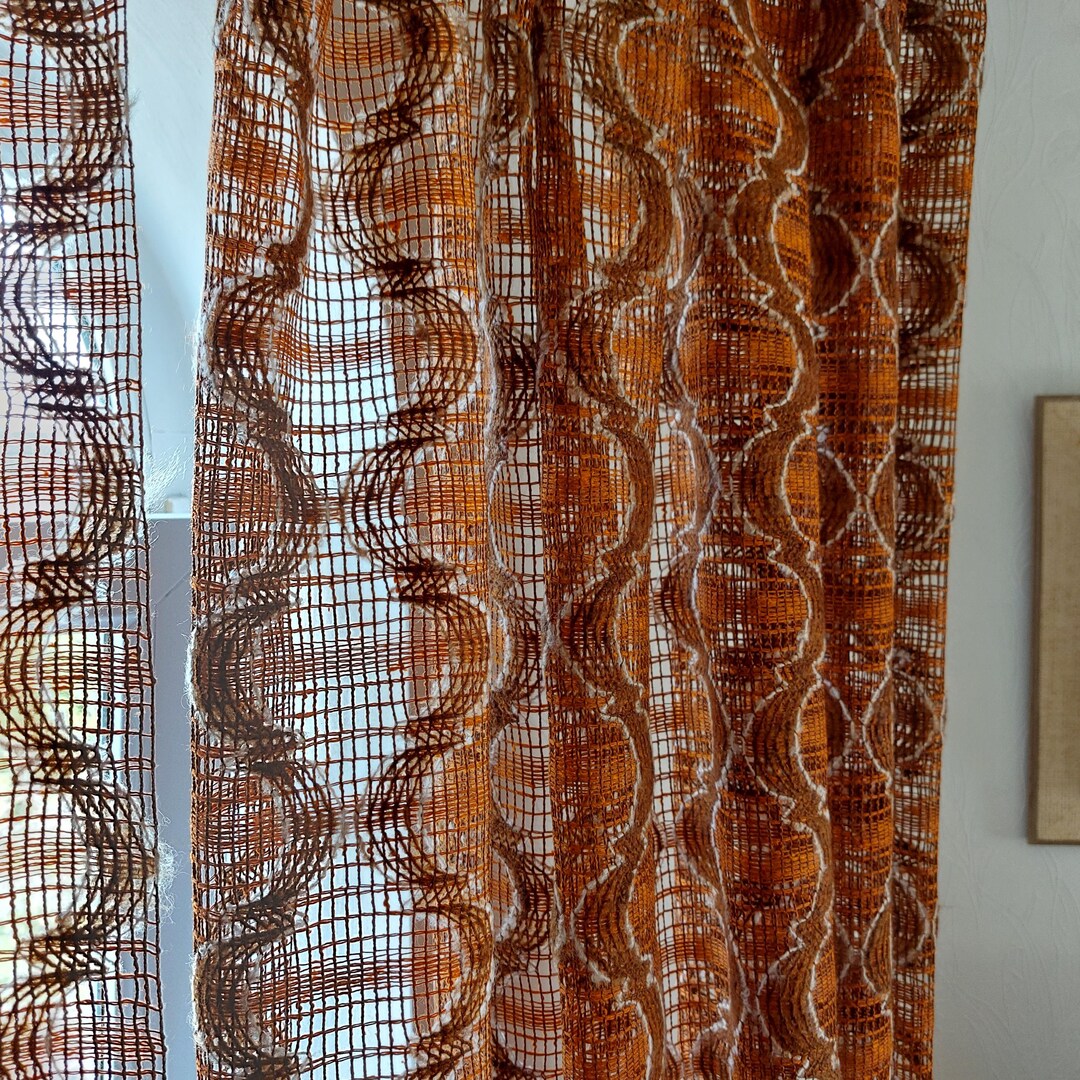 Pair of Large Vintage Translucent Woven Acrylic Curtains , Vintage ...