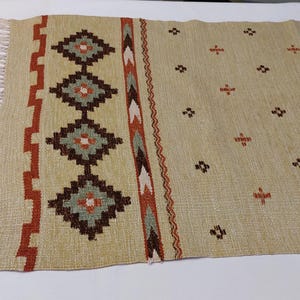 Handwoven Natural Wool Vintage Table Runner, Wool Table Topper, Table ...