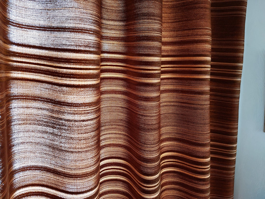 Pair of Vintage Woven Acrylic Curtains for One Window , Brown Vintage ...