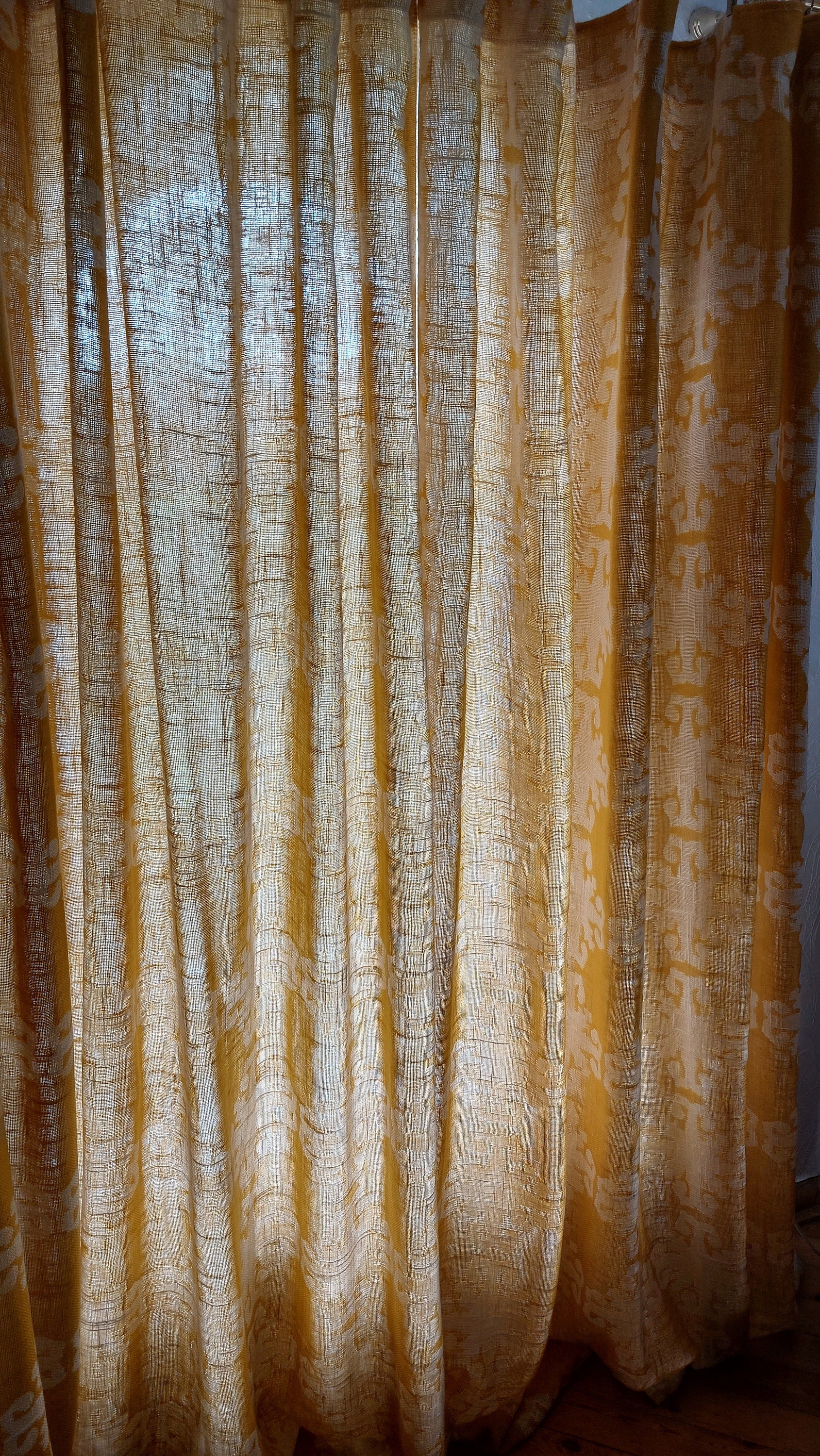 Pair of Vintage Large Woven Acrylic Curtains, Vintage Curtain Panels ...