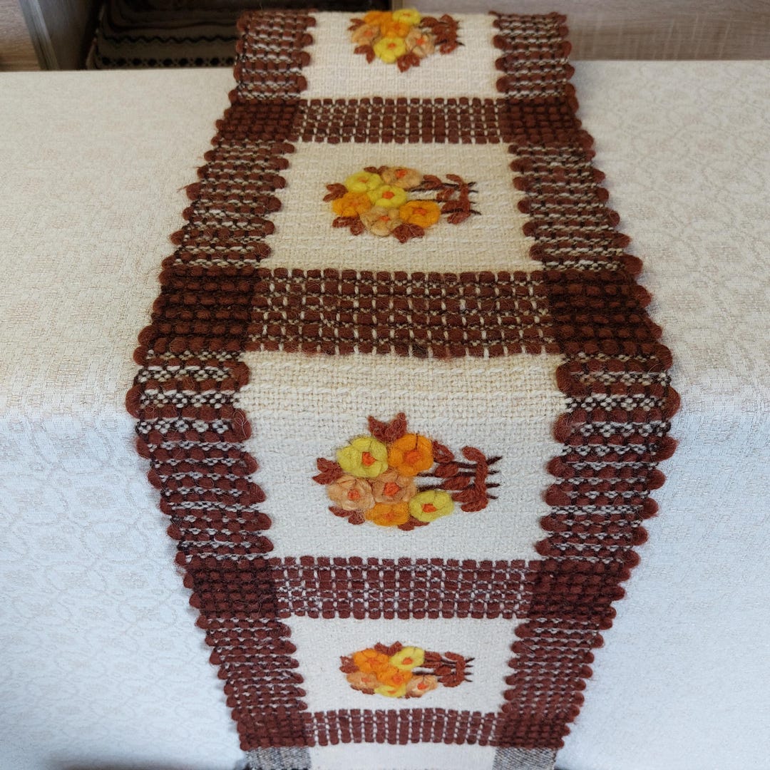 Vintage Handwoven Wool Table Runner, Wool Table Topper, Table Dressing ...