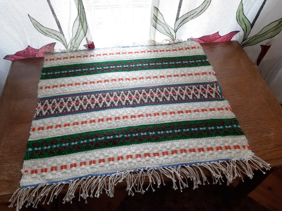Vintage Thick Wool Handwoven Table Mat Scandinavian Folk | Etsy