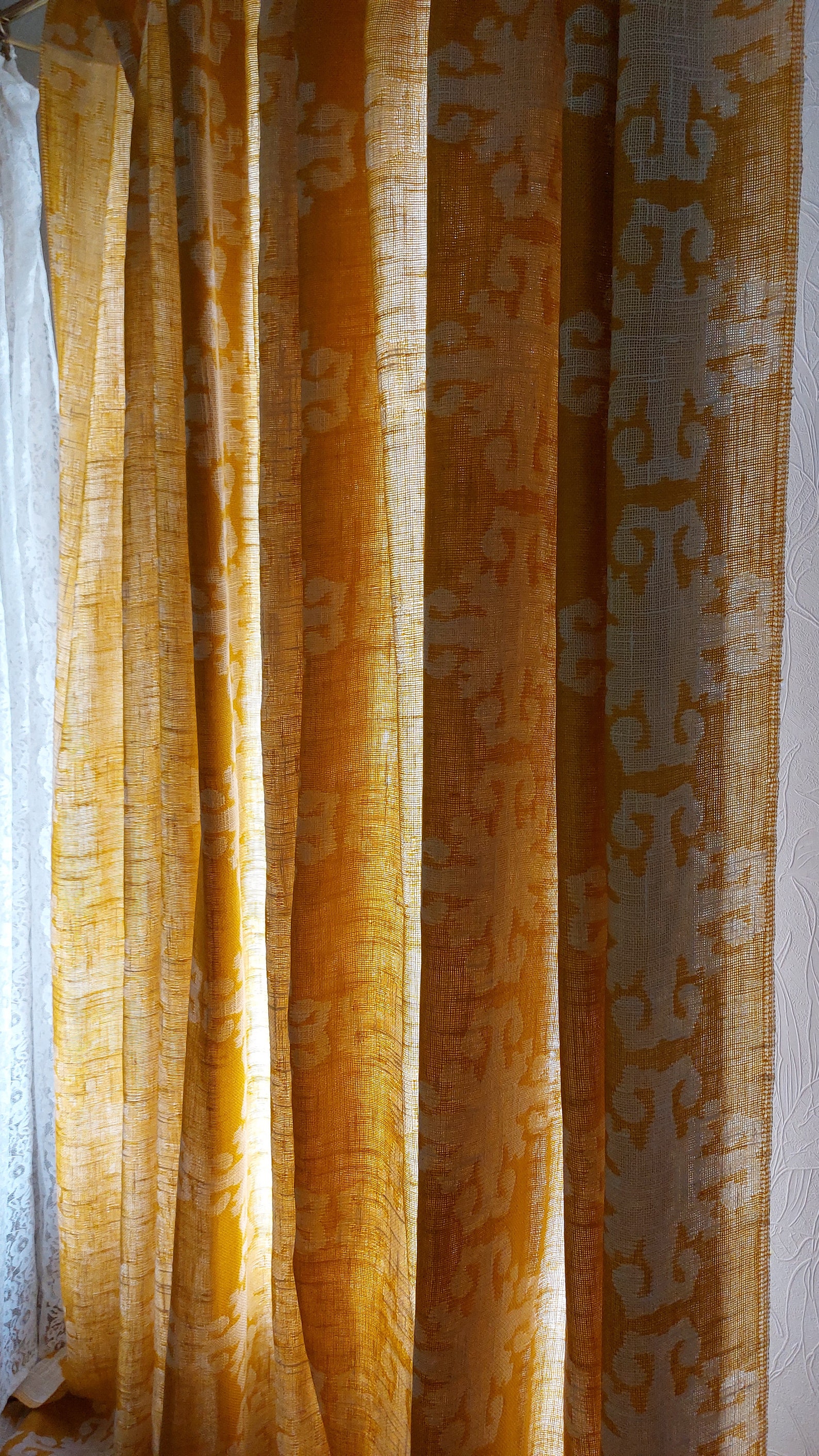 Pair of Vintage Large Woven Acrylic Curtains, Vintage Curtain Panels ...