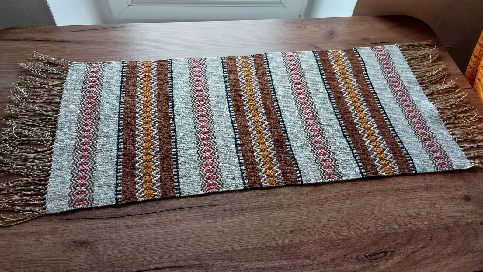 Vintage Handwoven Wool Table Runner, Wool Table Topper, Wool Table ...