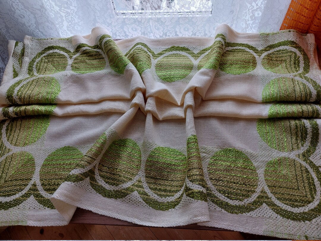 Vintage Woven Synthetic Wool Scandinavian Tablecloth, Retro Tablecloth ...