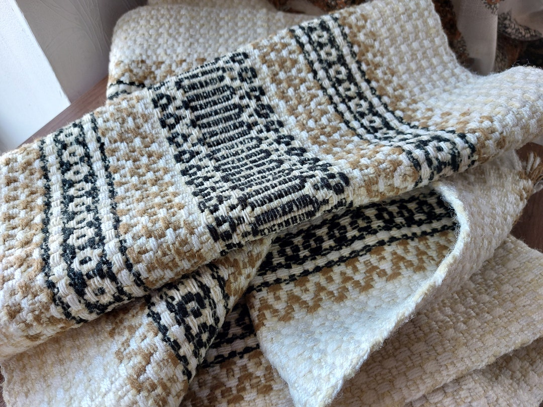 Vintage Woven Thick Table Runner , Thick Table Topper, Wool Table ...