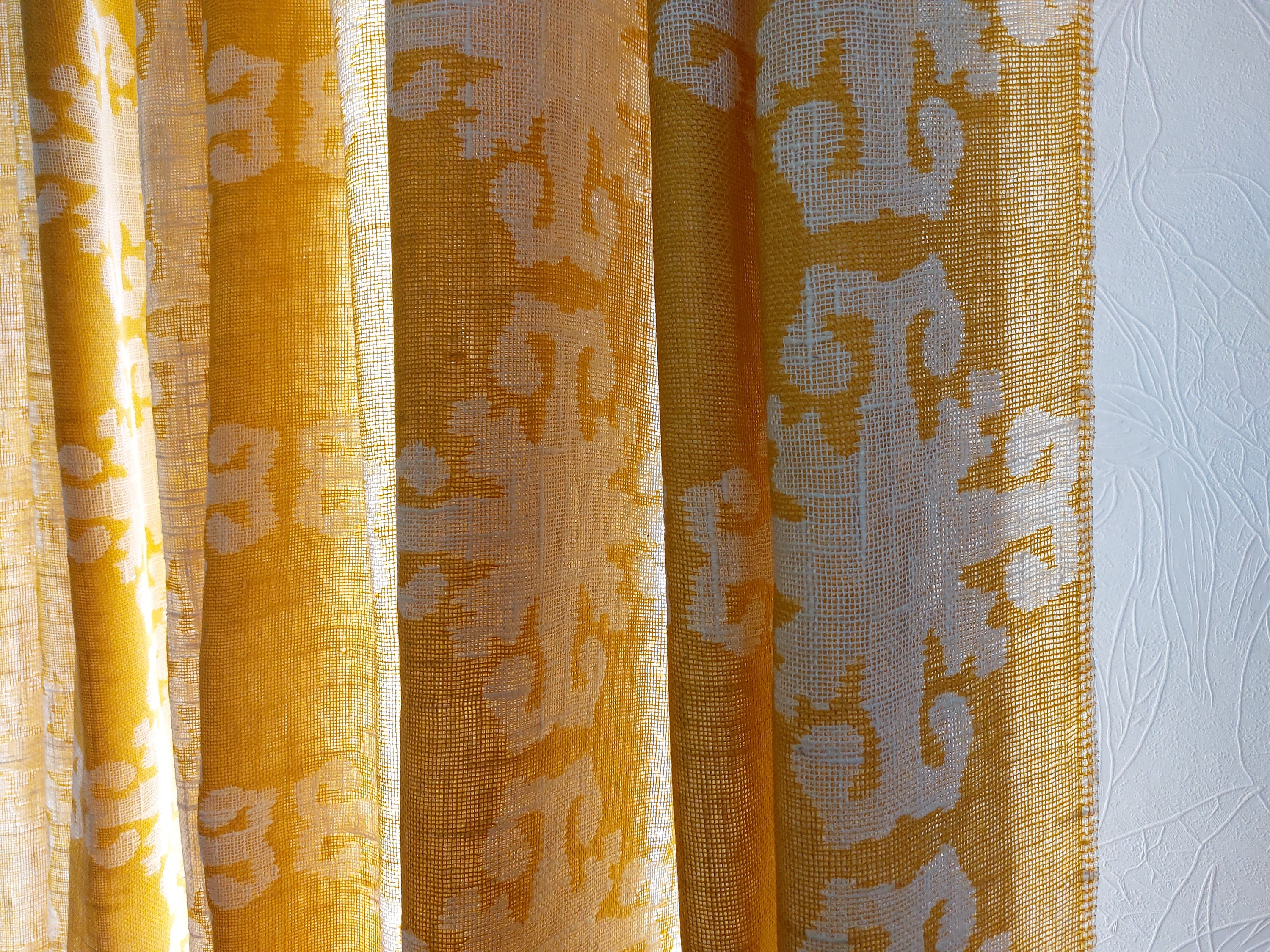 Pair of Vintage Large Woven Acrylic Curtains, Vintage Curtain Panels ...