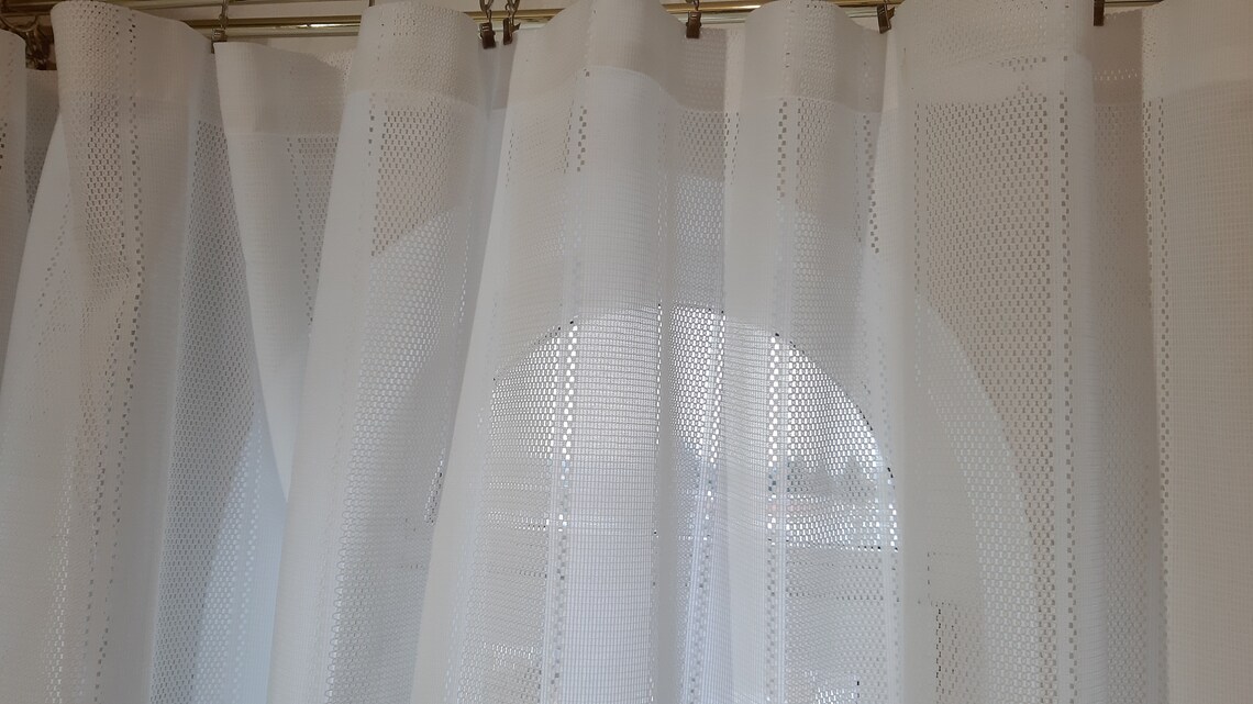 2 Pieces White Translucent Vintage Curtains for One Window - Etsy