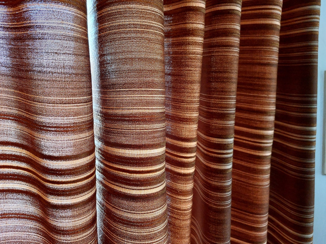 Pair of Large Vintage Woven Acrylic Curtains, Vintage Curtain Panels ...