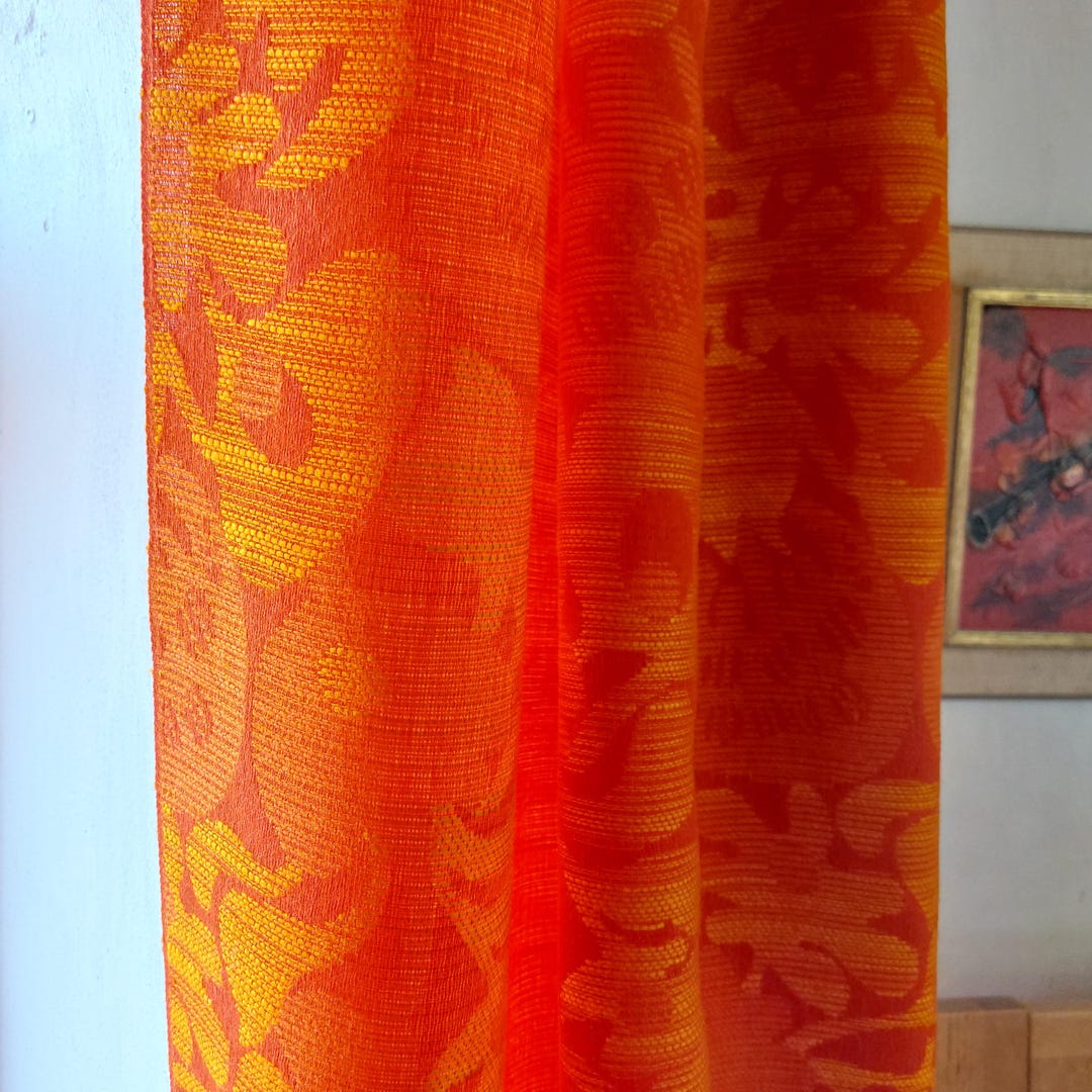 Pair of Large Woven Vintage Acrylic Curtains , Vintage Night Curtain ...