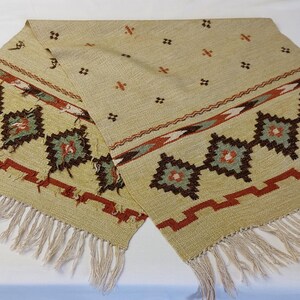 Handwoven Natural Wool Vintage Table Runner, Wool Table Topper, Table ...