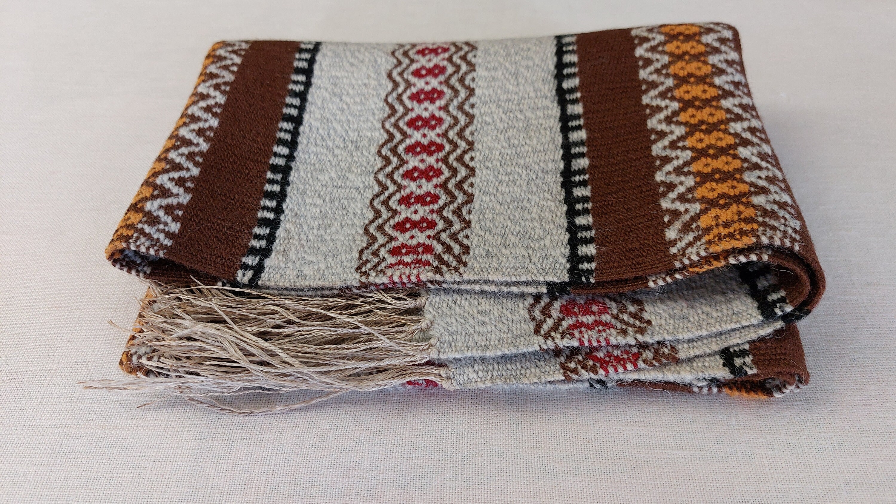 Vintage Handwoven Wool Table Runner, Wool Table Topper, Wool Table ...