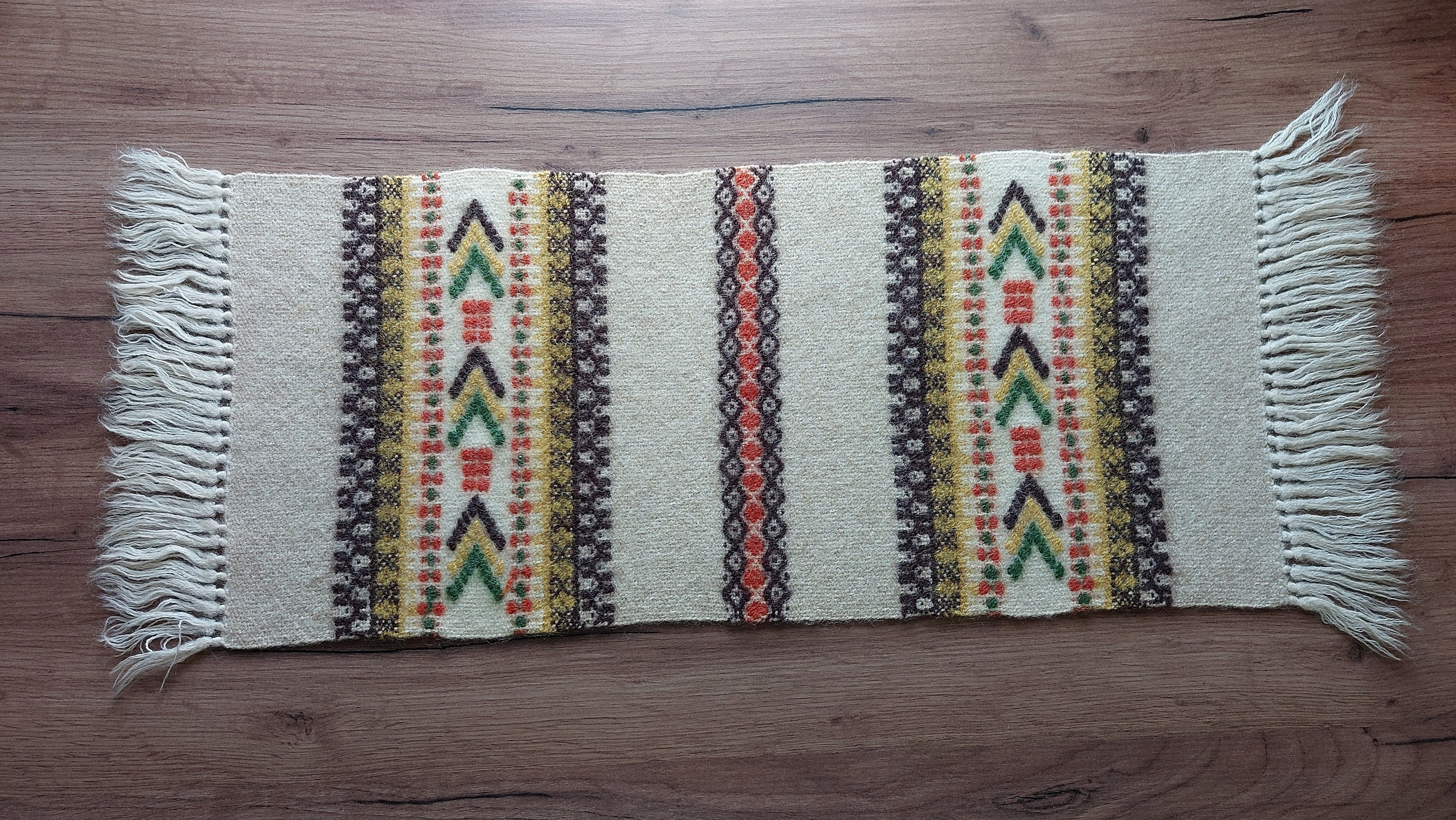 Vintage Handwoven Wool Table Topper Short Wool Table Runner - Etsy