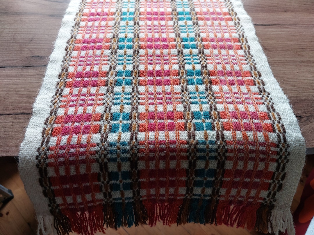 Vintage Handwoven Mix Wool Table Topper, Short Table Runner, Table ...