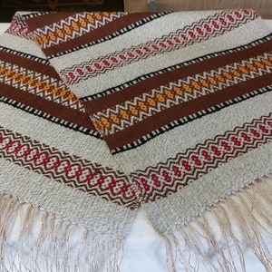 Vintage Handwoven Wool Table Runner, Wool Table Topper, Wool Table ...