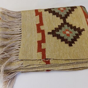 Handwoven Natural Wool Vintage Table Runner, Wool Table Topper, Table ...