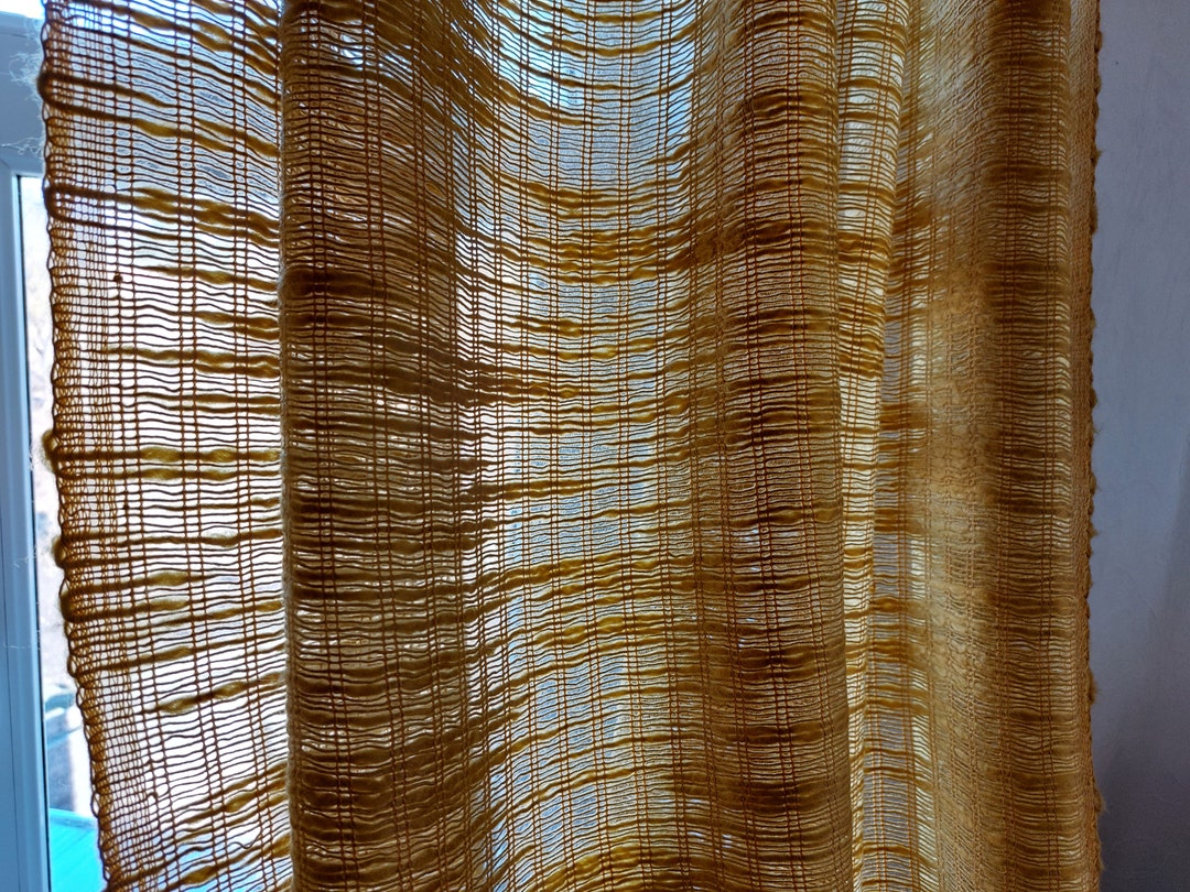 Pair of Large Woven Vintage Soft Acrylic Curtains, Vintage Curtain ...