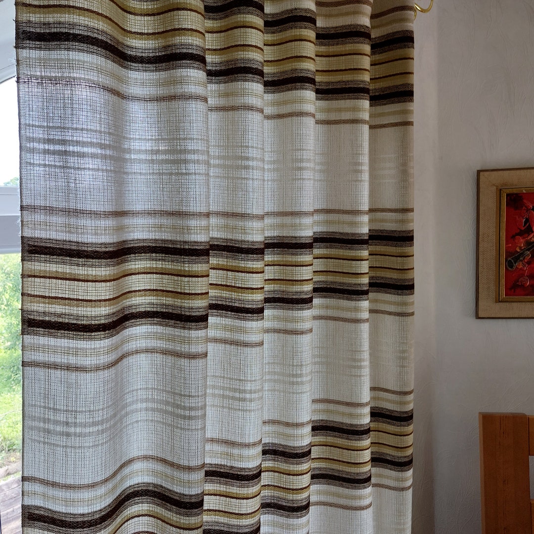 Pair of Large Vintage Woven Acrylic Curtains , Vintage Curtain Panels ...