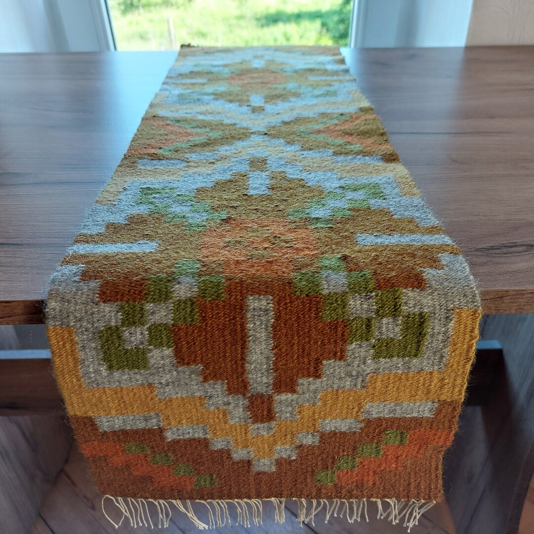 Vintage Handwoven Natural Wool Table Topper , Table Runner, Table ...