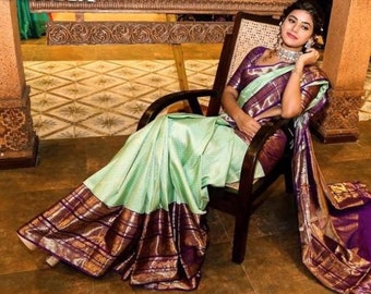 Green Pattu Saree | Etsy