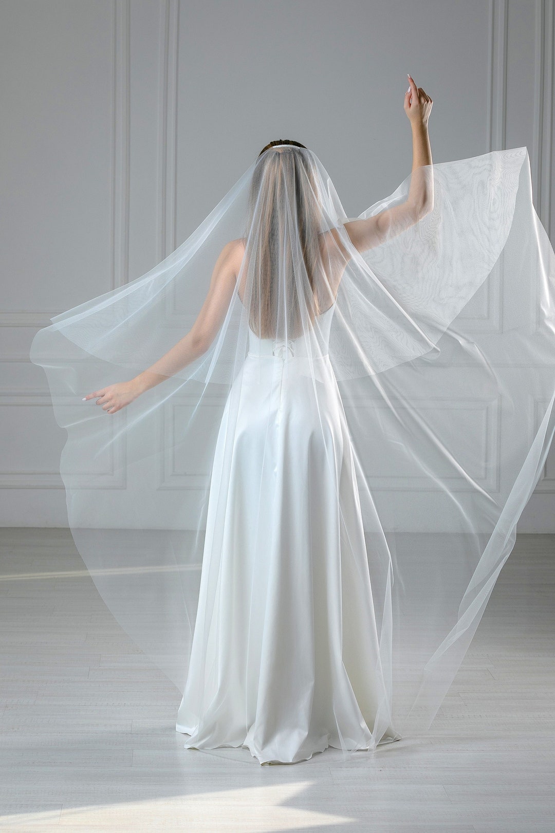 Wedding Veil Plain 2 Tier, Bridal Veil, 2 Layer Plain Veil, Catheral ...