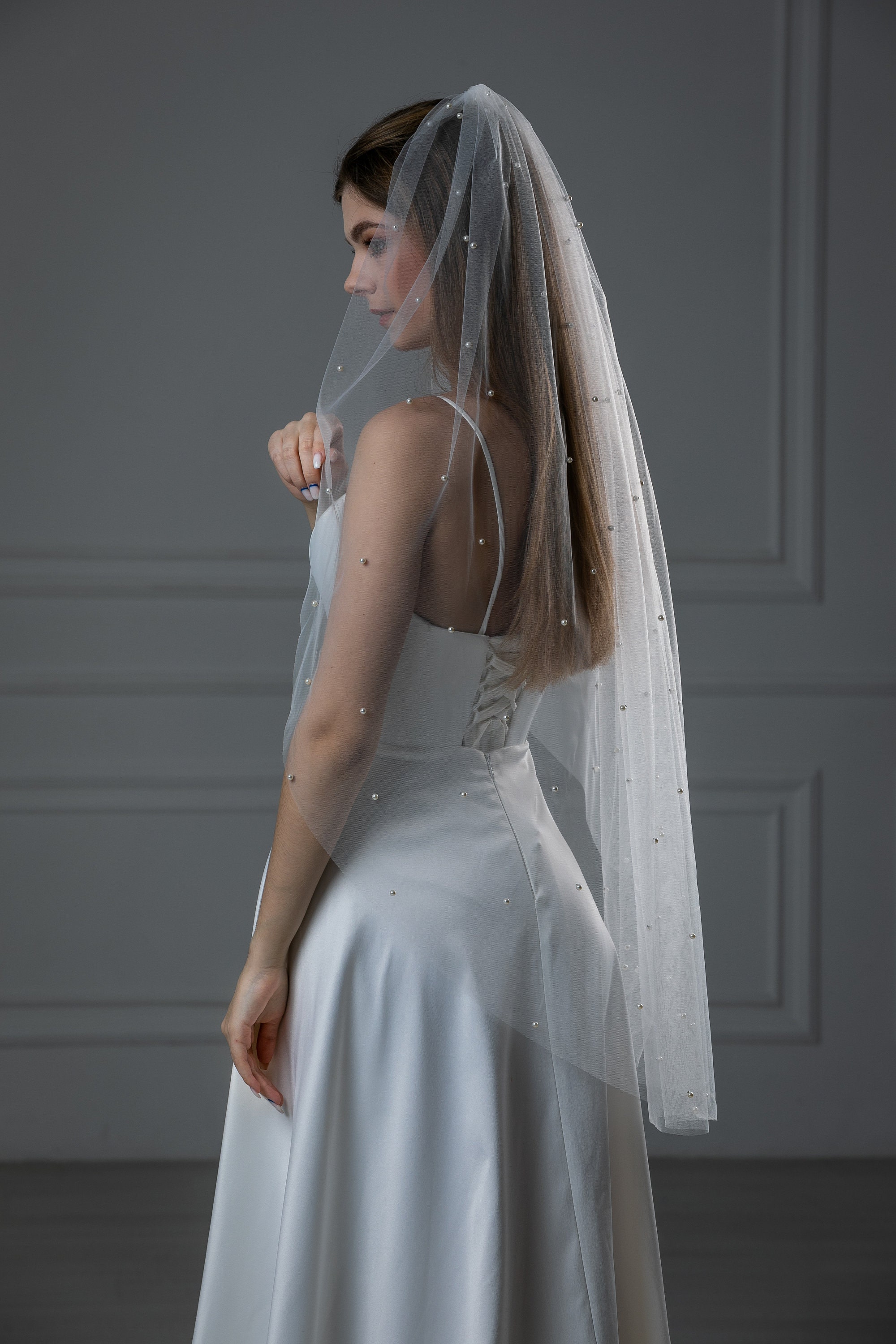 Pearl Veil for Bride, Wedding Veil With Pearls, Bridal Veil With Pearls ...