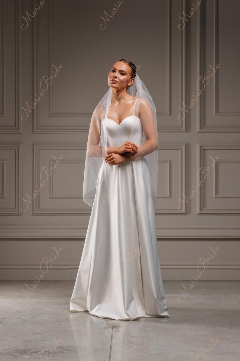 Italian Tulle Wedding Veil: Pencil Edge, White Ivory Bridal Veil - Etsy