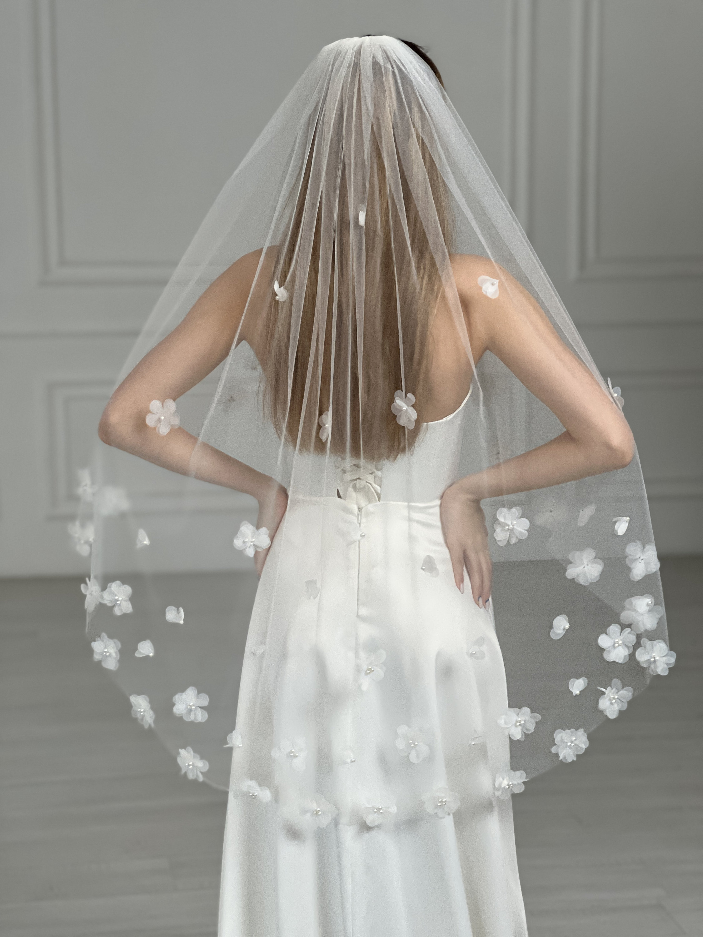 Floral Veil Wedding, Bridal Veil Flower, Flower Girl Veil, Floral Lace ...