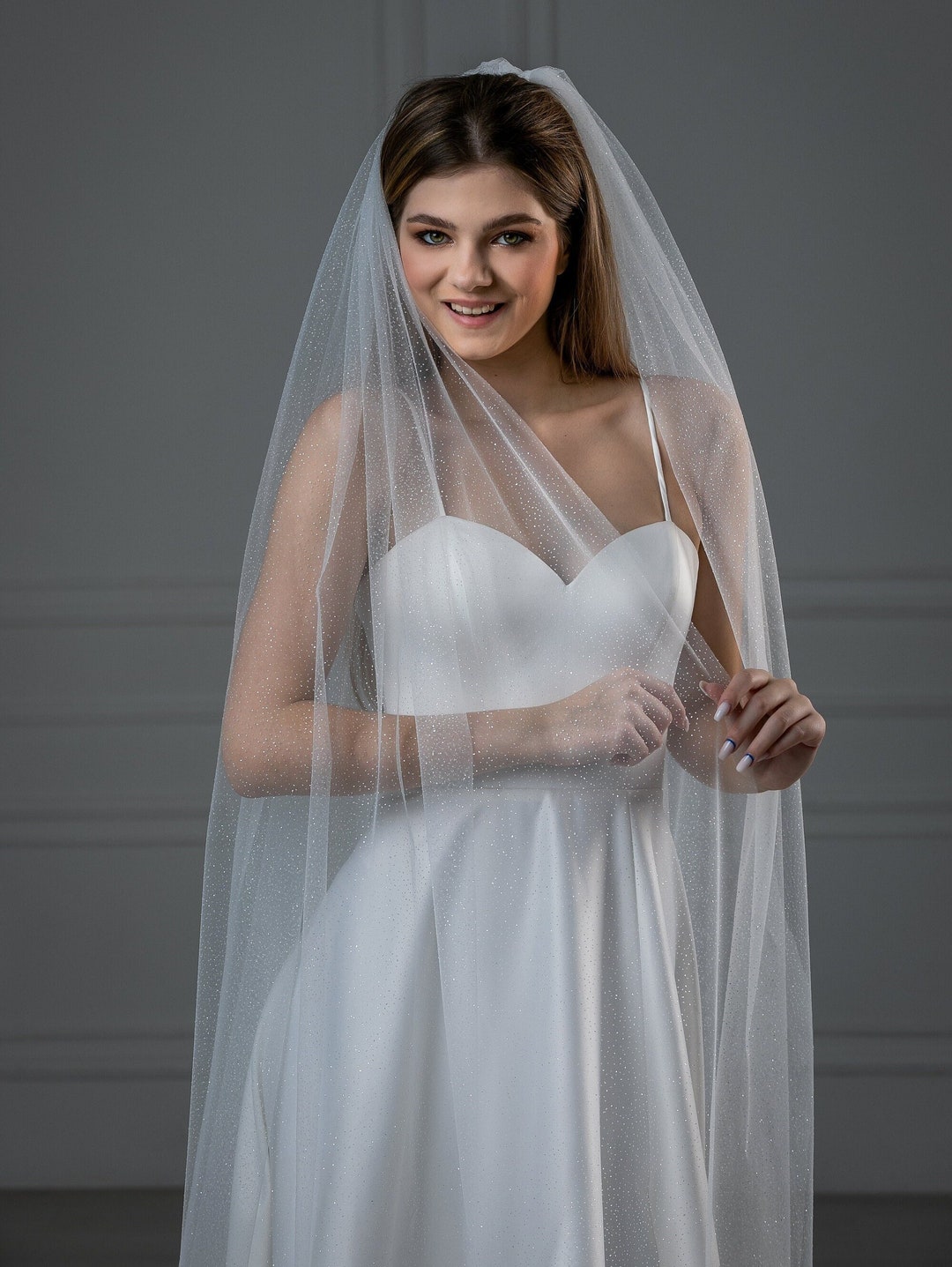 Glitter Wedding Veil: Bridal Tulle Cathedral or Fingertip Length - Etsy