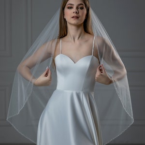 Veil Beaded Edge, Etsy Wedding Veils, Beaded Trim Veil, Beaded Bridal ...